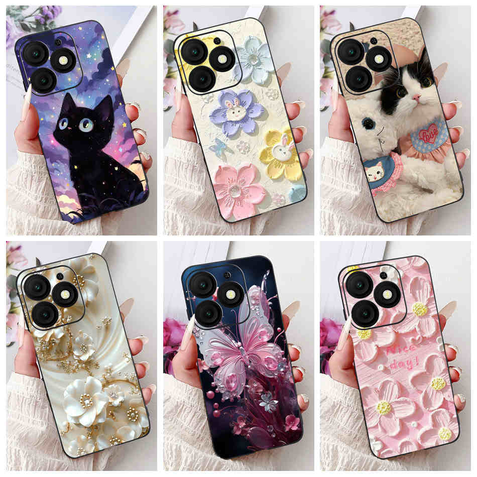 ITEL A50 A50C A667L A669L Cute Cat Butterfly Flower Pattern Case ...