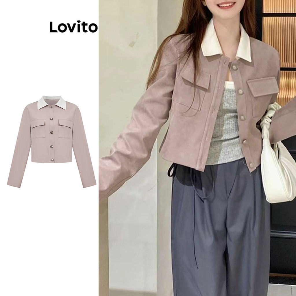 Lovito Women Cute Plain Faux Fur Coin Jacket L110AD684 | Shopee Philippines