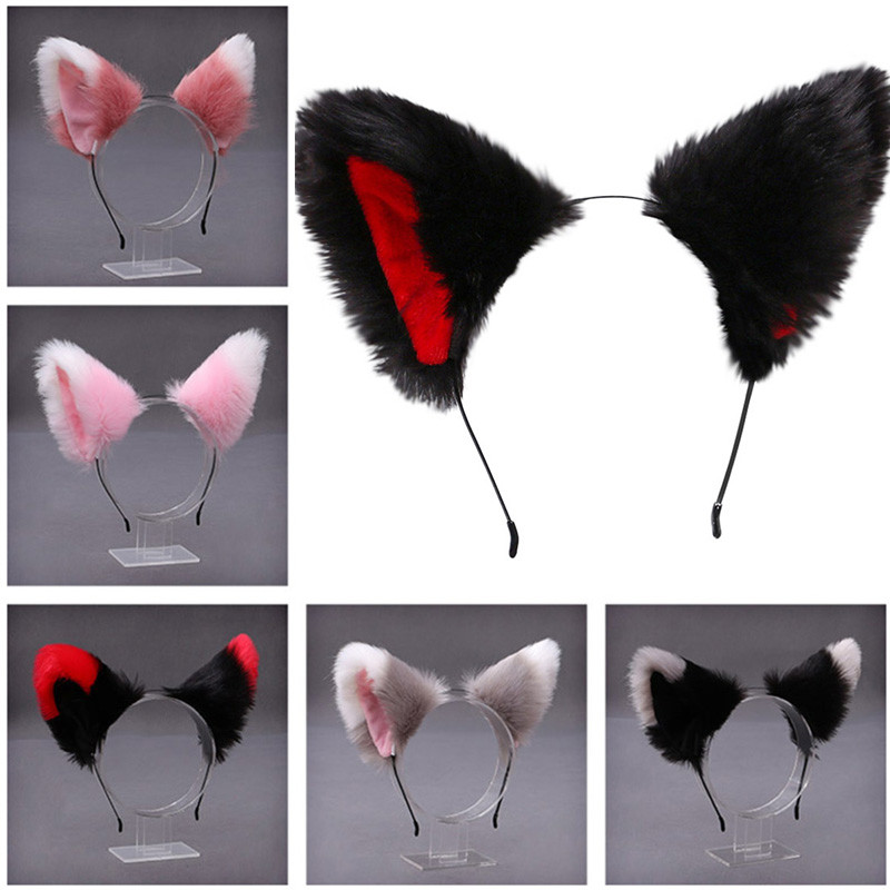 Halloween Cat Ears Anime Headband Costume Party Cosplay Fox Fur Hair ...