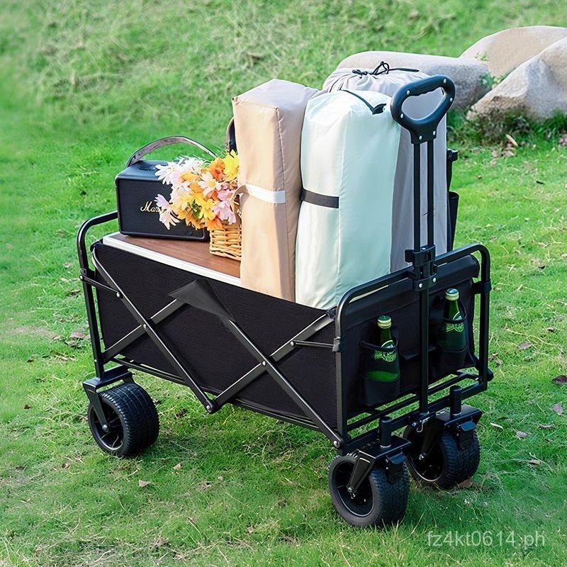 Outdoor Hand-Pulled Cart Camping Trailer Stall Cart Foldable Camping ...