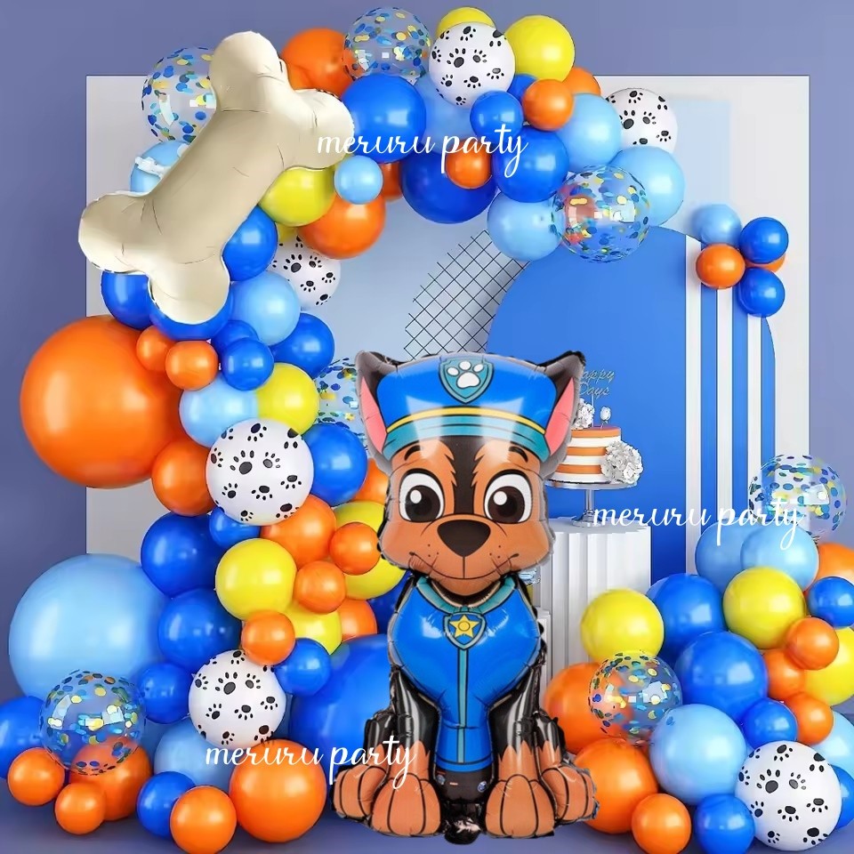 Paw Patrol Theme Balloon Garland Set Paw Print Latex Balloon Chase Dogs Foil Balls Birthday ...