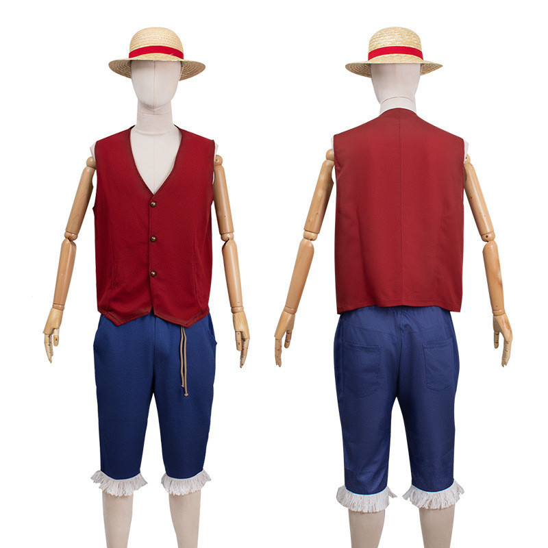 Real-Life Movie One PiececosClothing Luffy Same Style Vest Straw ...