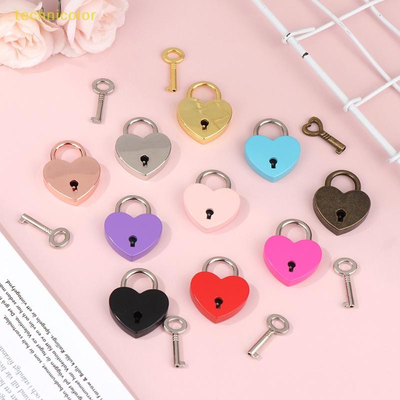 TCPH Heart Shape Padlock Luggage Hardware Locks W/Lock For Jewelry Box ...
