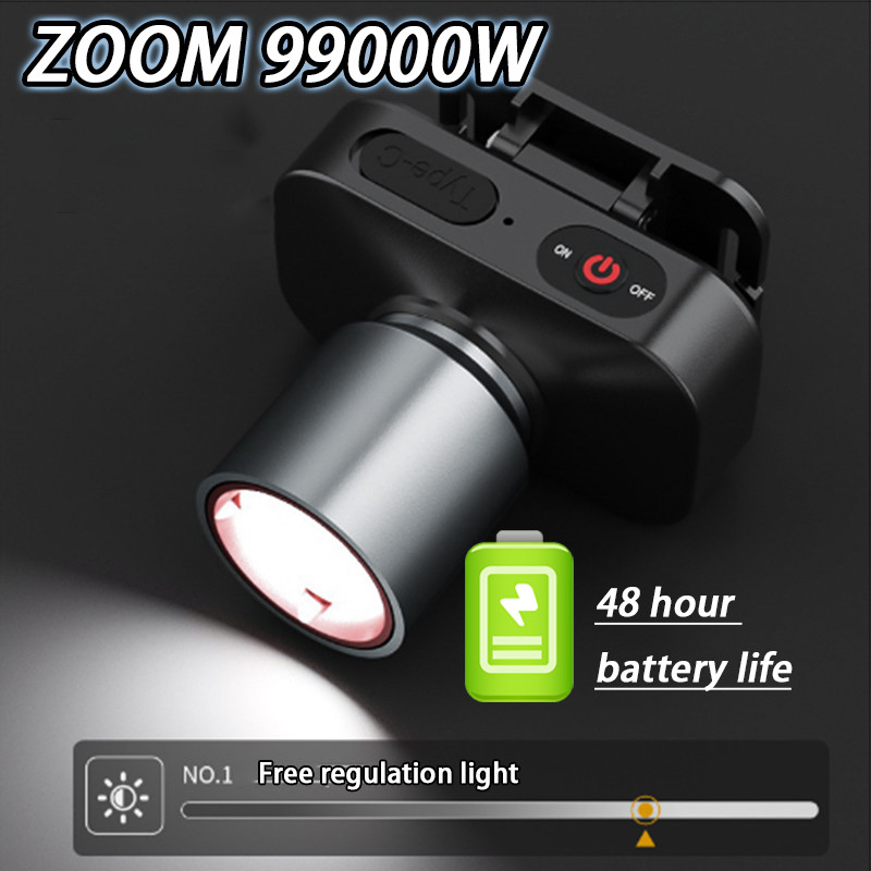 Smart camera headlight flashlight rechargeable type-c waterproof 1000 ...