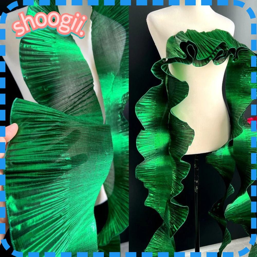 SHOOGYY Pleat Mesh Organza, Metallic Lustrous 1 Yard Big Wave Lace ...