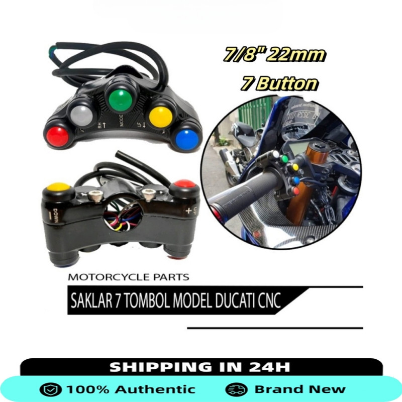 【HOT】7 Buttons Motorcycle Switches Race Bikes Motorcross 22mm Handlebar ...