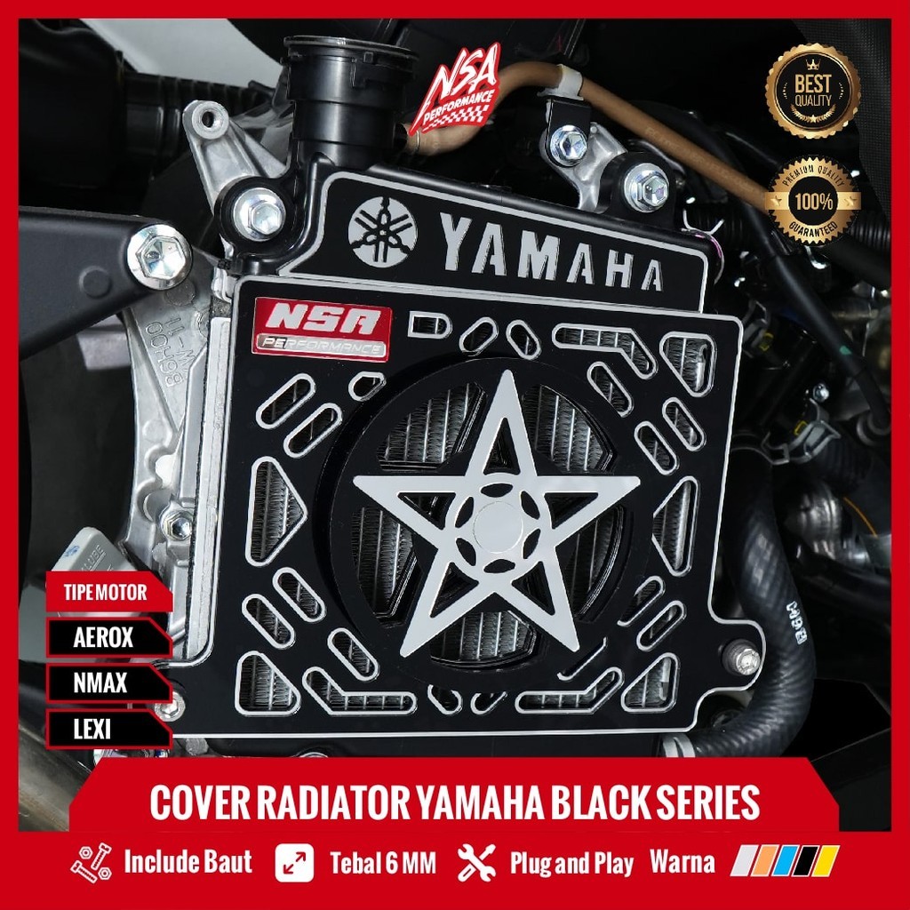 NSA PACKAGE COVER RADIATOR SPINNER BINTANG TYPE BLACK SERIES NMAX AEROX ...