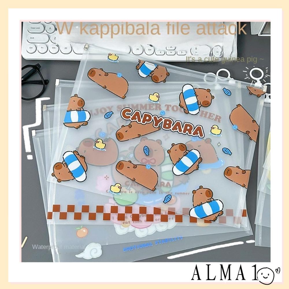 ALMA 4Pcs Capybara File Bag, Transparent PP Test Paper Storage Pouch ...