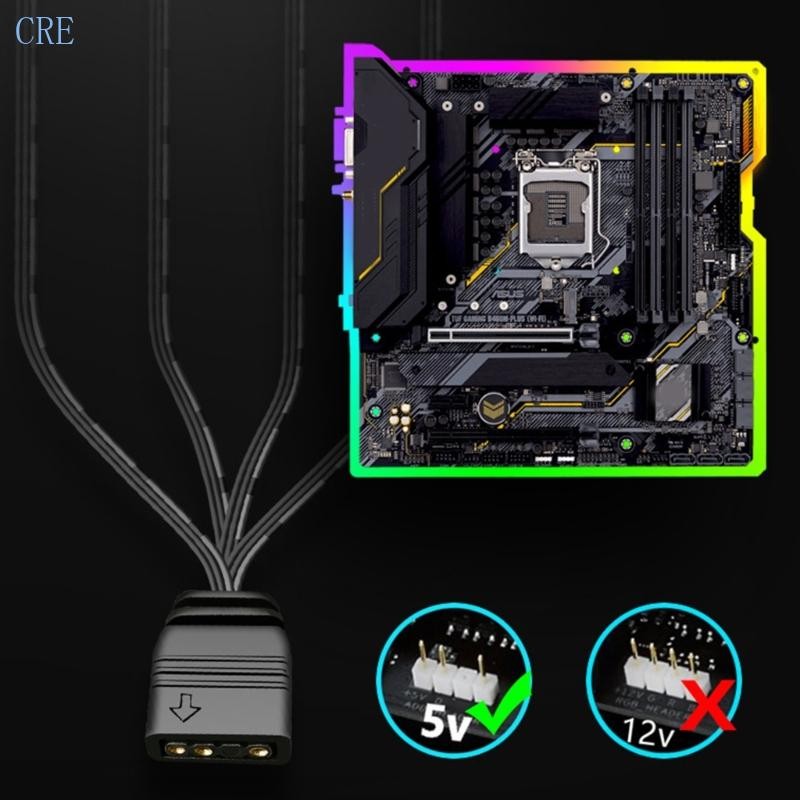 CRE 1 to 4 Ports ARGB LED Connector 3Pin 5V Wire Extension Cable Y ...