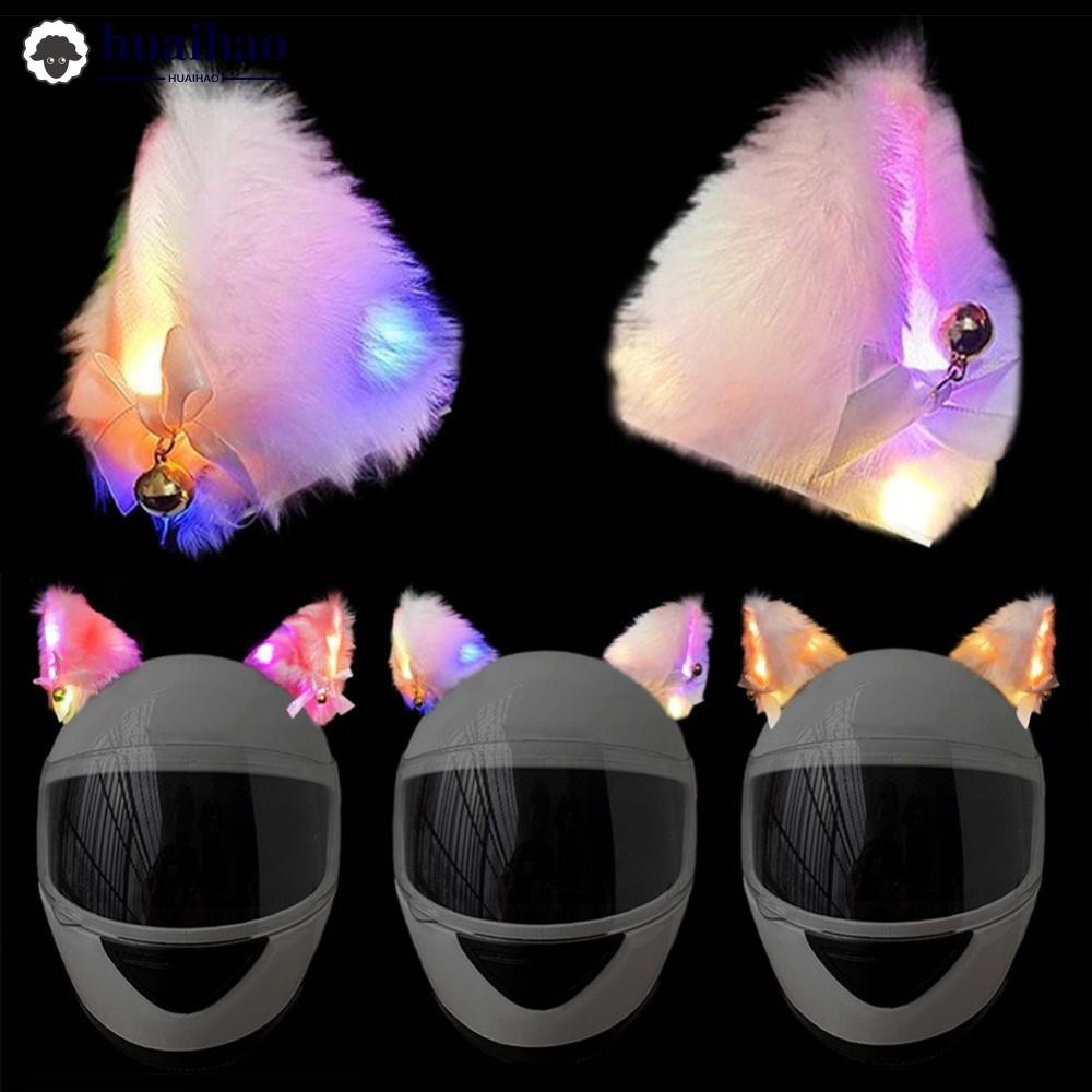 HUAIHAO 2Pcs Motorcycle Helmet Plush Cat Ears Decoration Stickers ...