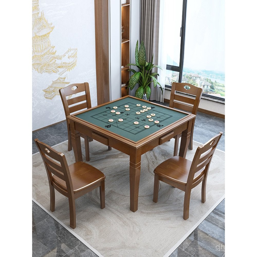 Solid Wood Manual Mahjong Table Home Dining Table Elderly Activity Room ...