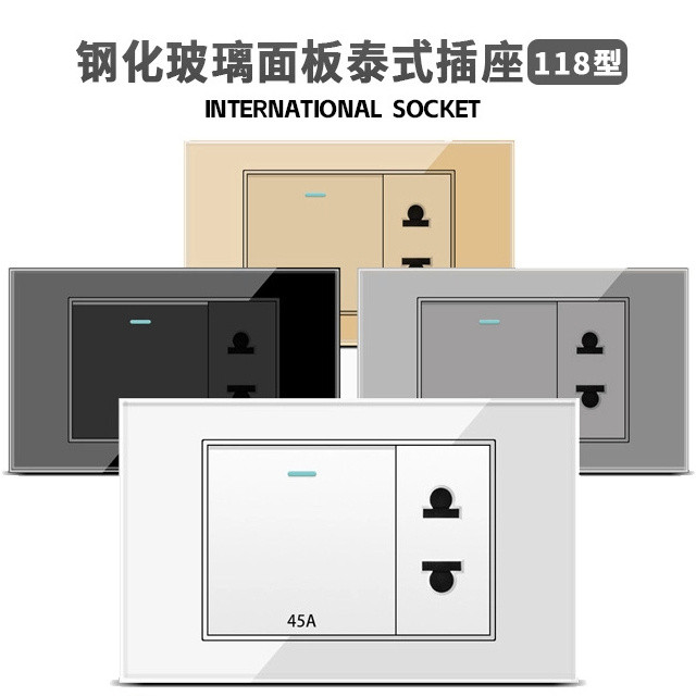 American Tempered Glass Panel Thai Standard Wall Socket Switch 45A ...