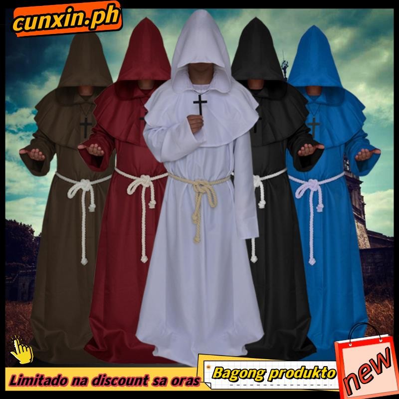 Adult Man Wizard Costume Medieval Monk Friar Robe Christian Priest ...