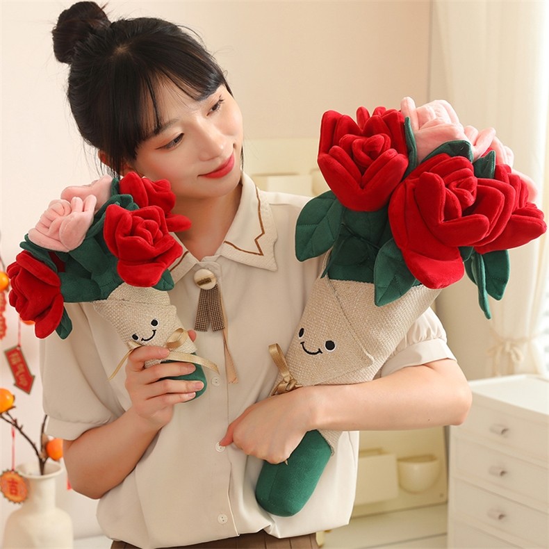 Bouquet of Roses Plush Toy Stuffed Bouquet of Flowers Doll Stuffed Toy ...