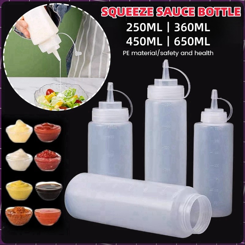 COZII 250ml 360ml 450ml 680ml Clear Plastic Squeeze Bottle Condiment ...
