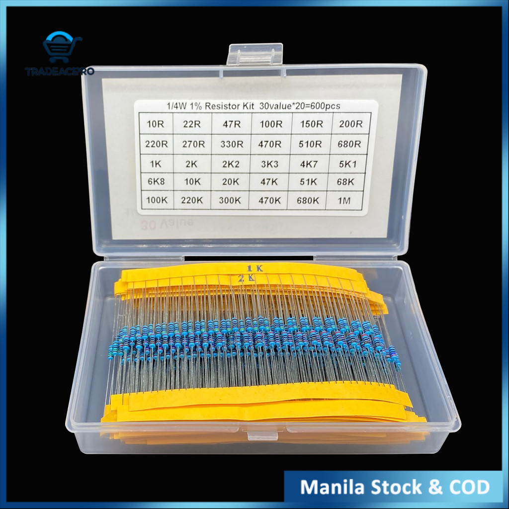 30 Values 1% Metal Film Resistor Kit - 600pcs 1/4W Precision Resistors ...