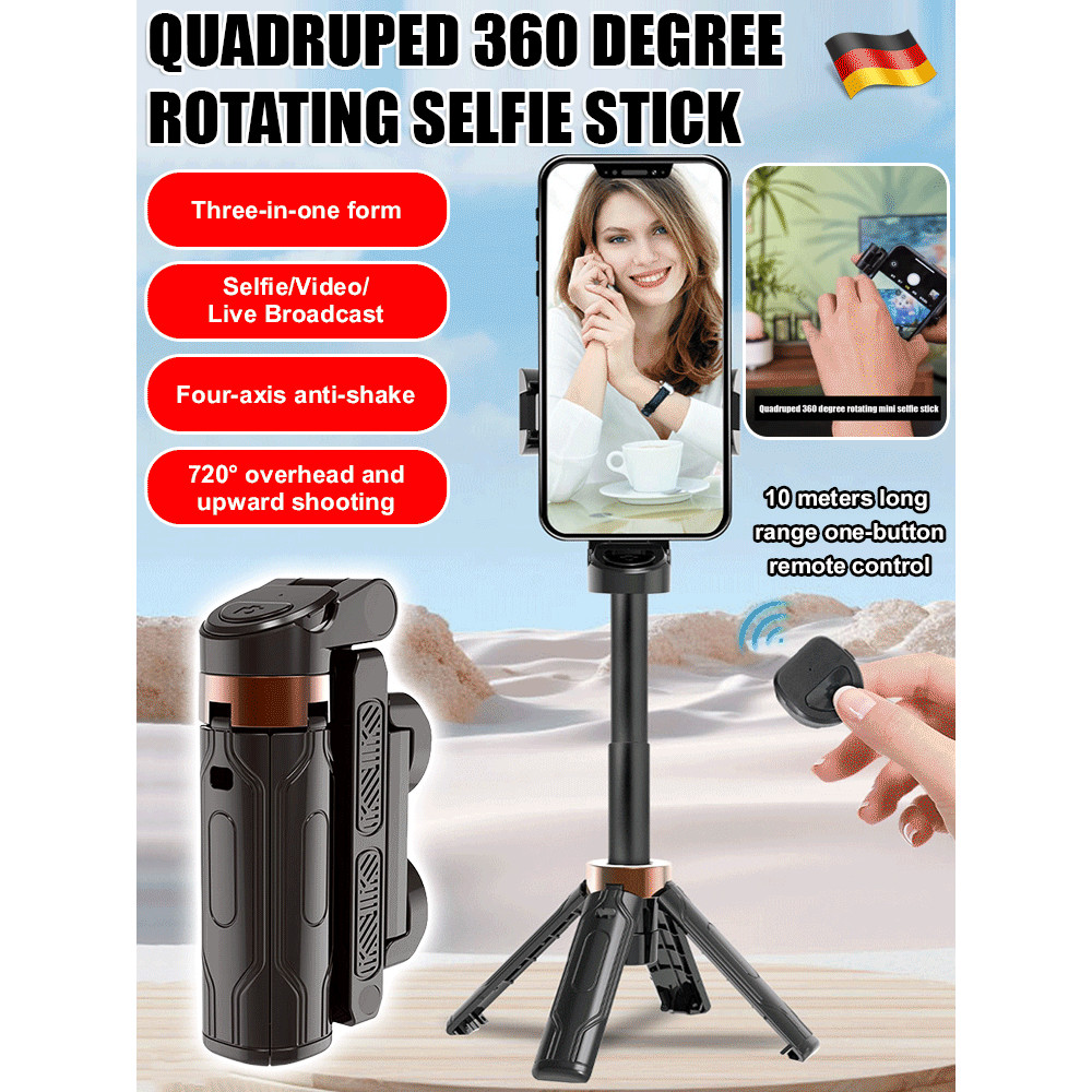 Quadruped 360 degree rotating Mini Desktop Tripod Adjustable Portable ...