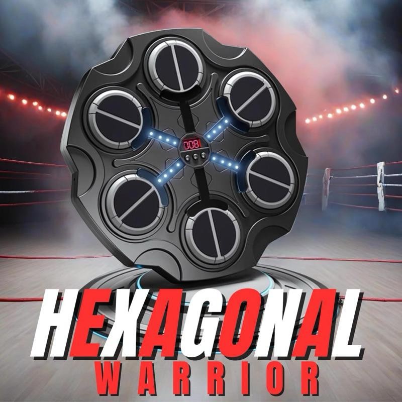 Hexagonal Warrior with Boxing gloves Musical Target Box Built in Battery Bluetooth Lights Sounds ...