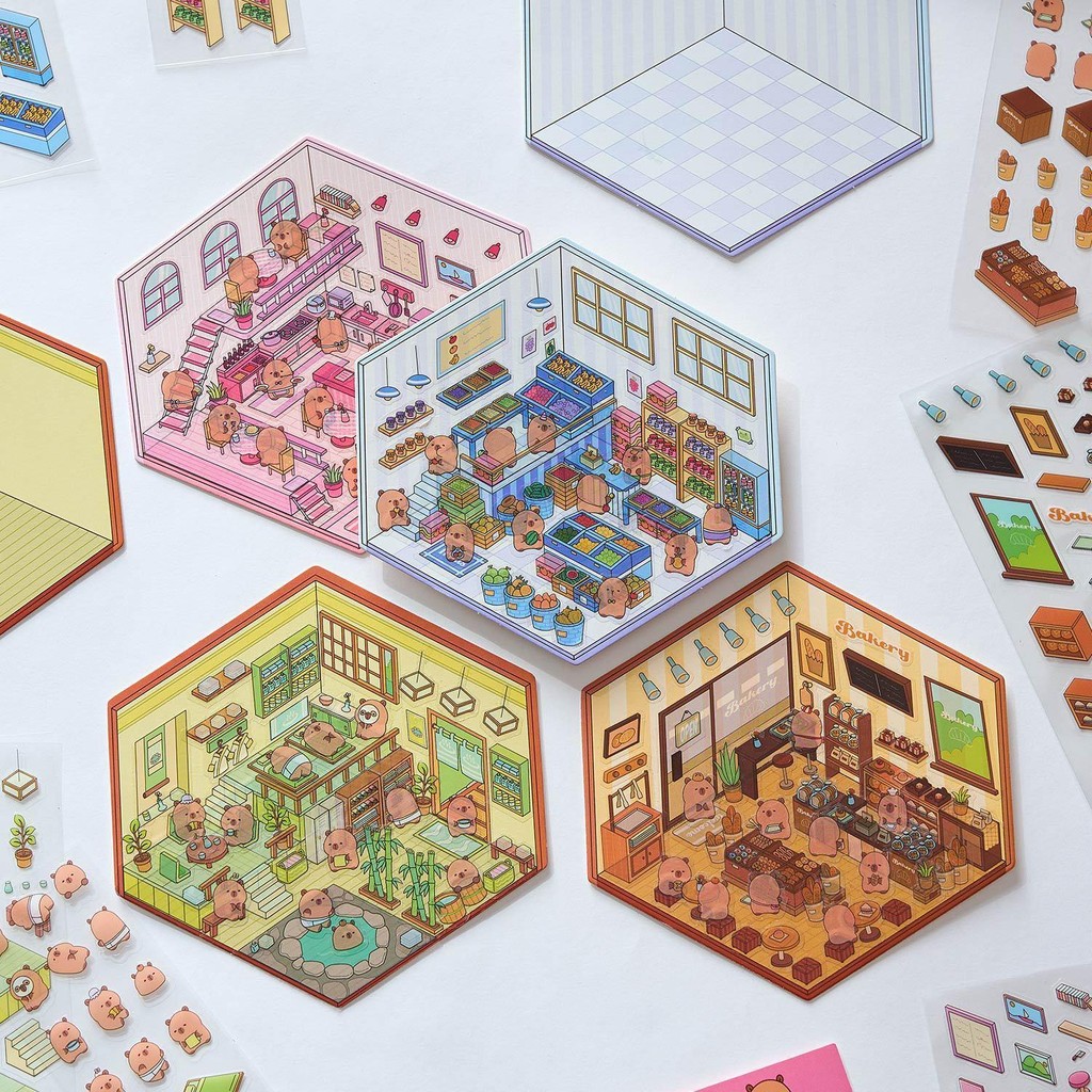 Sticker Scenes for Kids Capybara 3D Miniature Scene Stickers Diary ...
