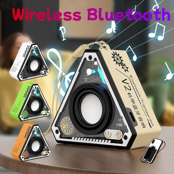V2 Mini Wireless Bluetooth Speaker, Excellent Bass, 360 ° Stereo Sound ...