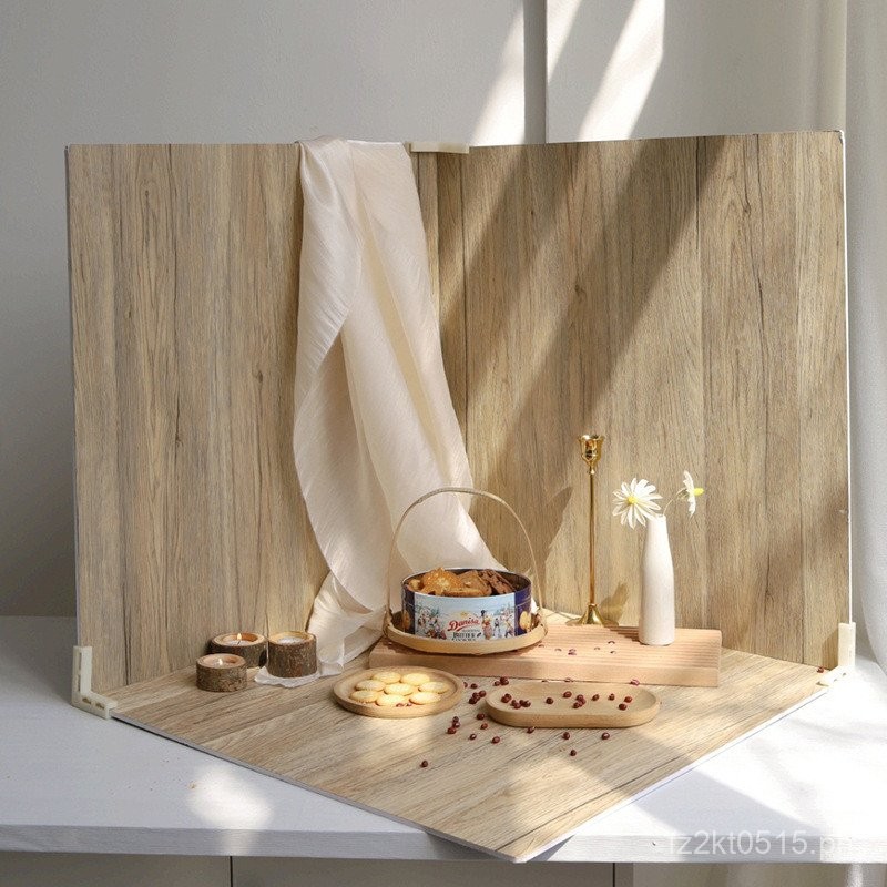 Three-Sided Wood Grain Layout Photo Props Texture Paper Scene ...