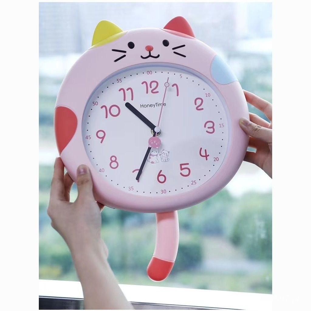 Wall Clock for Bedroom Girls Children's Room No Drilling ...