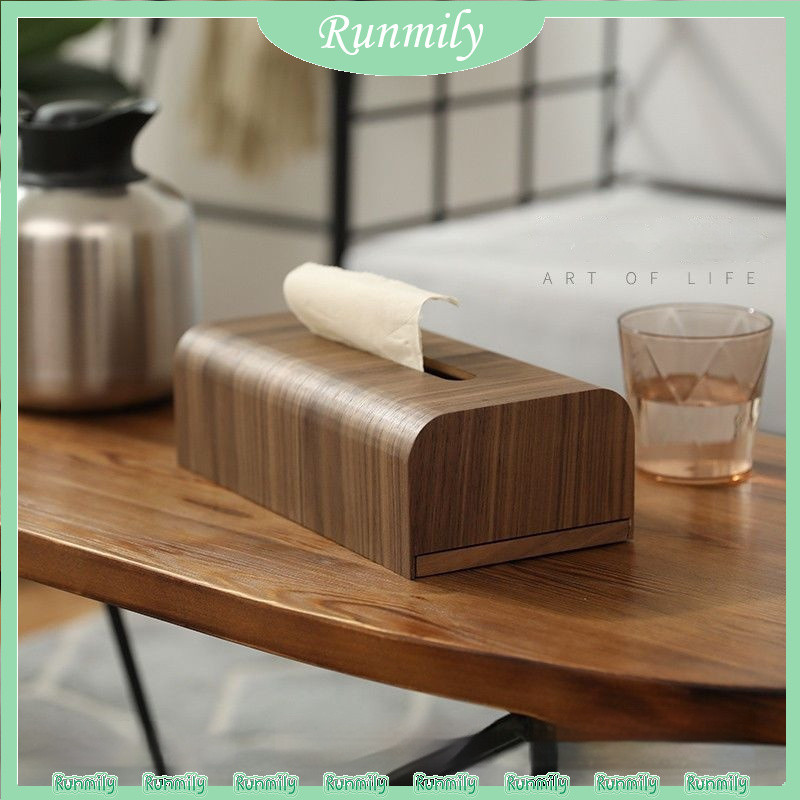 Walnut Wood Tissue Box Living Room Creative Napkin Holder Storage Box ...