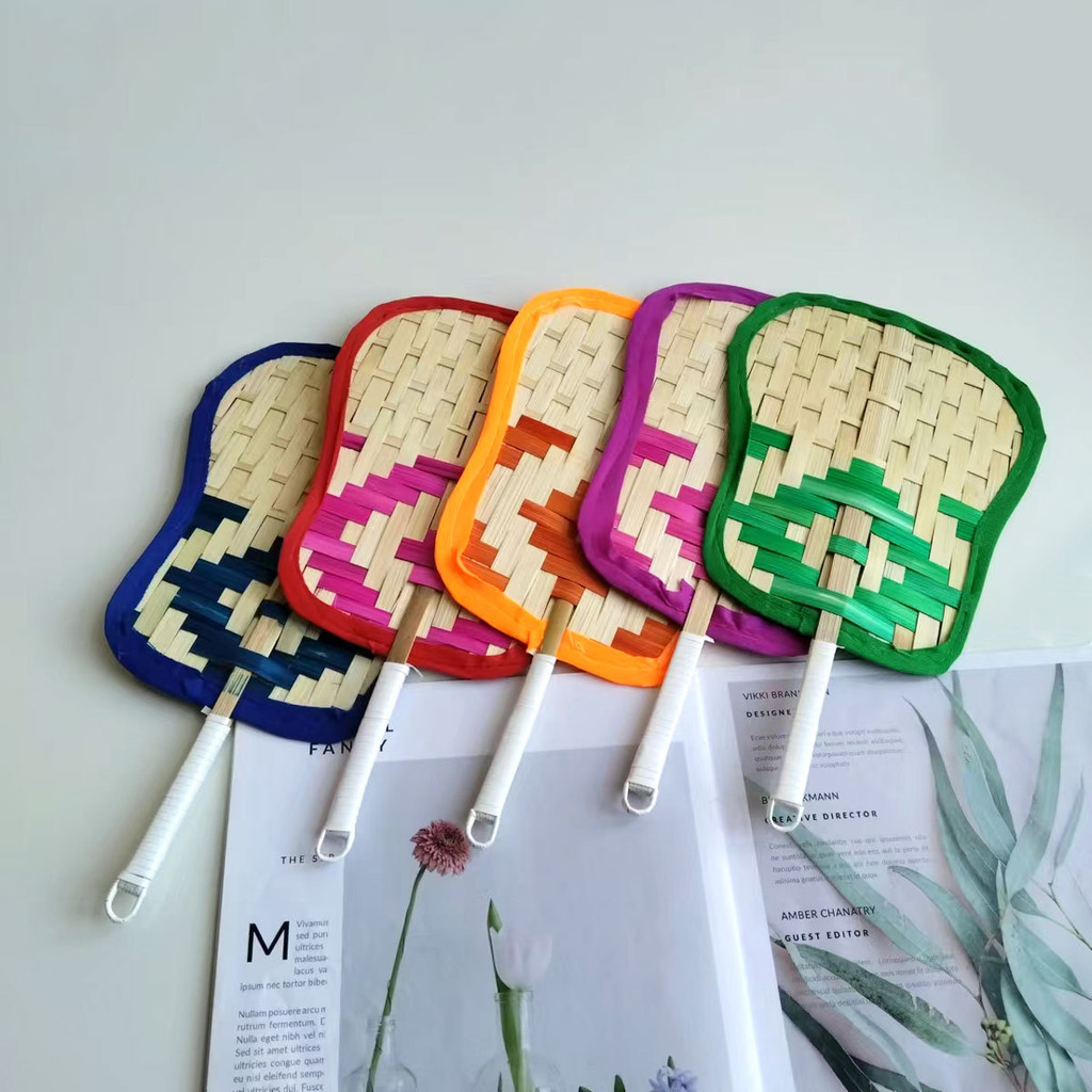 Bamboo Weaving Fan Colorful Banana Leaf Fan Summer Children's Cooling ...