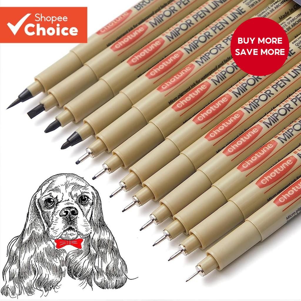 12 Pcs / Set Hand-painted Hook Line Pens Needle Marker Different Nib ...