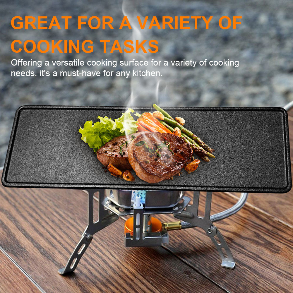 15.1 X 4.7inches Cast Iron Flat Top Griddle Rectangular Griddle Grill ...