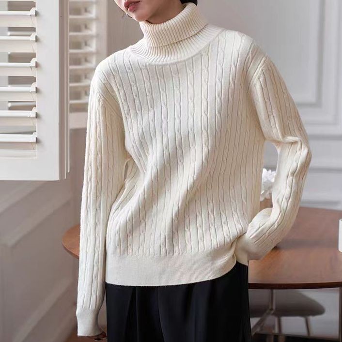 #3321 Womens High Neck Sweater Knitted Tops Turtle Neck RL Loose Shirts ...