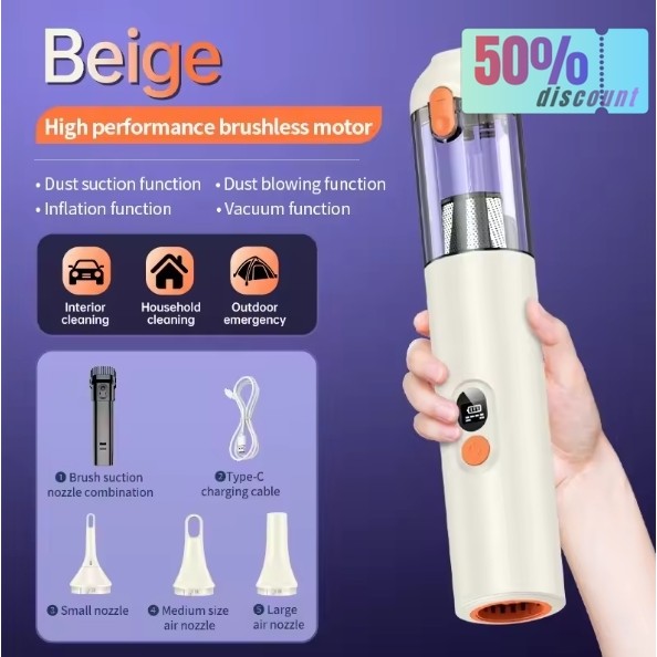 Handheld Vacuum Wireless 14000Pa Powerful Suction Portable 4-In-1 Car ...