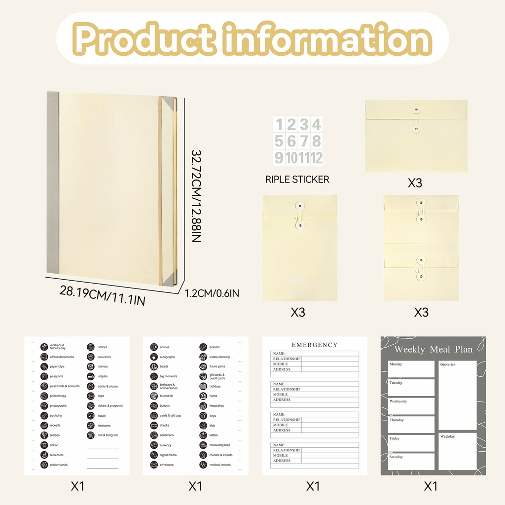 Document Organizer Folio with 12 Pockets Envelopes in Case I Go Missing ...