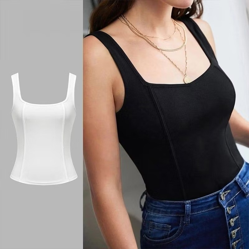 Hqucloo--Strured Corset Type Full Length Top Sleeveless Tops Basic(S-XL ...