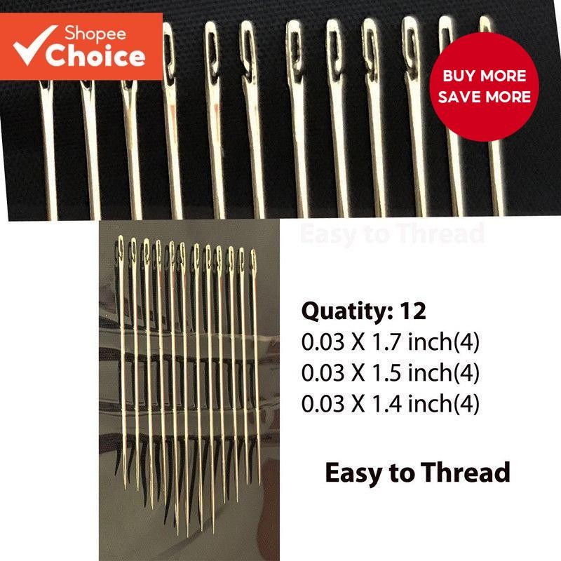 Thick Big Eye Sewing Self-Threading Needles Embroidery Sewing Stitching ...