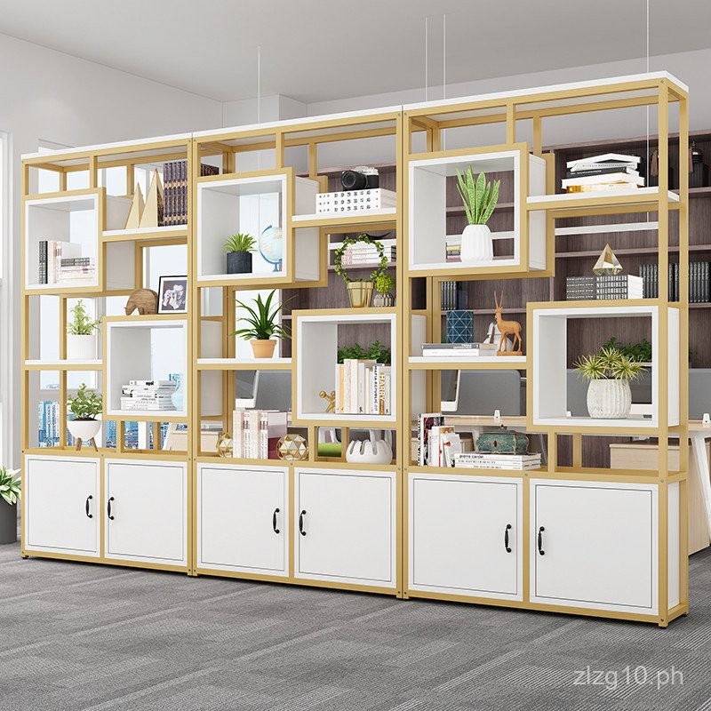 Multi-layer Iron Art Bookshelf Screen Entrance Partition Cabinet Hollow ...