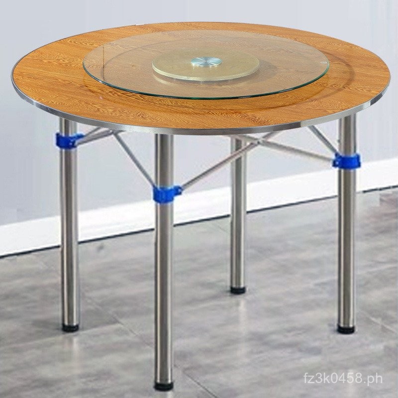 Round Dining Table for Home Hotel Canteen Legs Country Folding Table ...