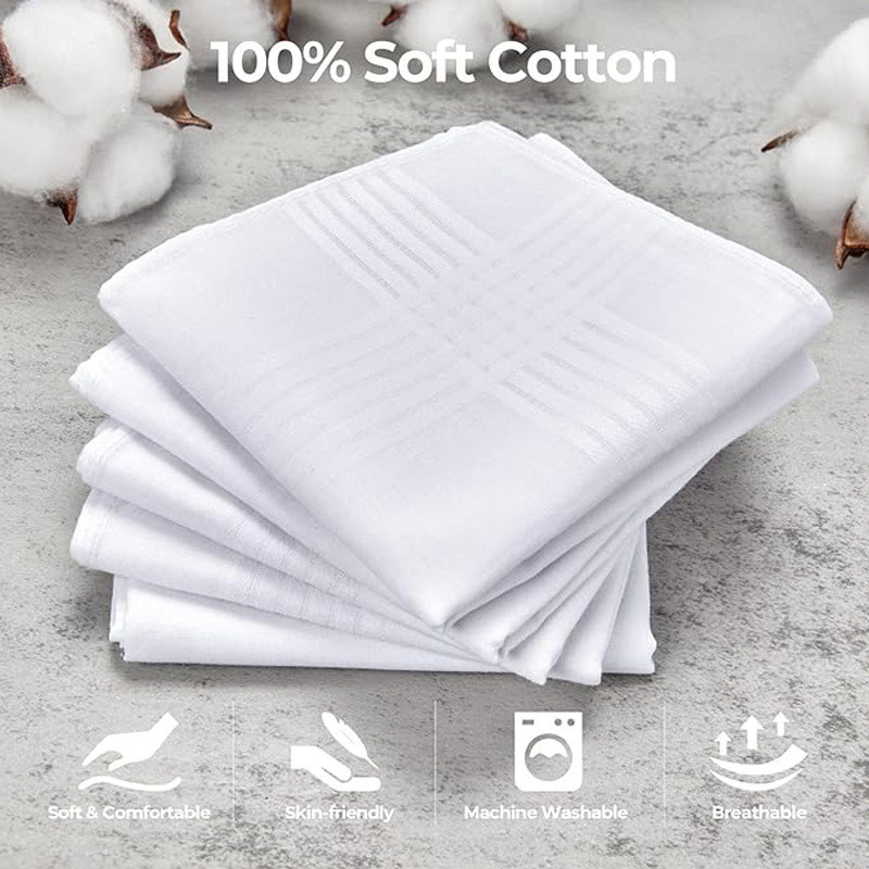 Panyo Pure Cotton Men's White Handkerchief DIY Handkerchief 6/12 Pure ...