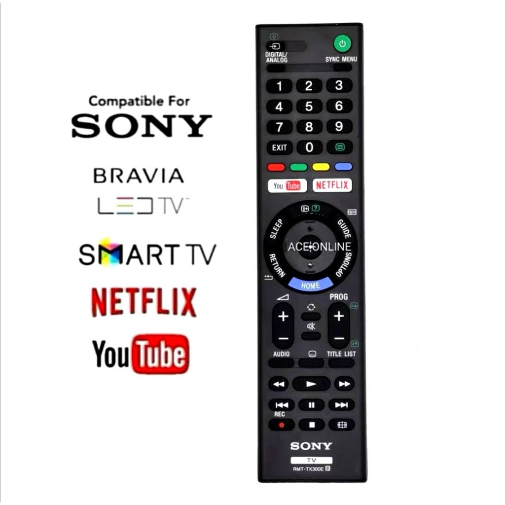 SONY RMT-TX300E BRAVIA SMART TV REMOTE CONTROL YOUTUBE NETFLIX TV LED ...
