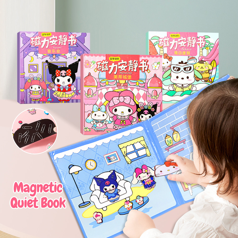 WB Magnetic Quit Book Kuromi Paper Doll House Sanrio Quiet Book For ...