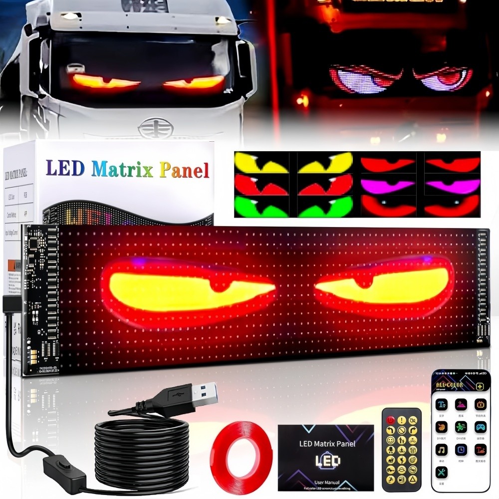 Dynamic Devil Eye Truck Windshield Scrolling Advertising Led Car Sign Rgb Diy Control App Led ...