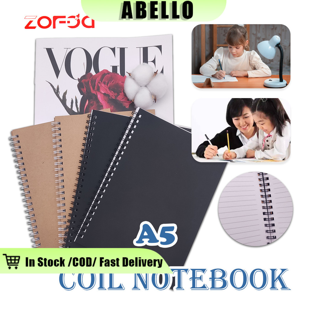 Aesthetic A5 Spiral Notebook Kraft Cover Double Metal Ring Notebook ...