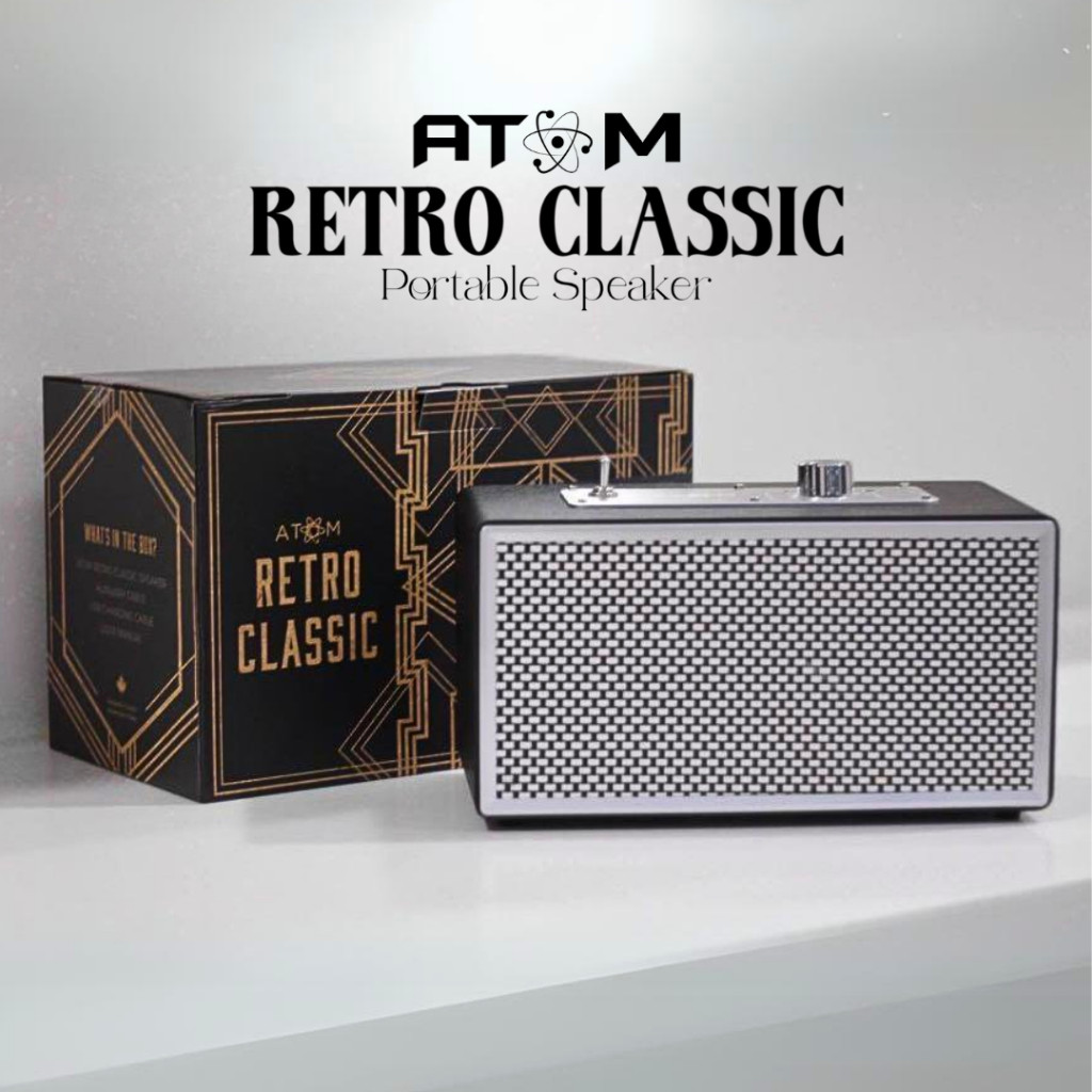 Atom Retro Classic Portable Rechargeable Bluetooth Speaker Super Bass ...
