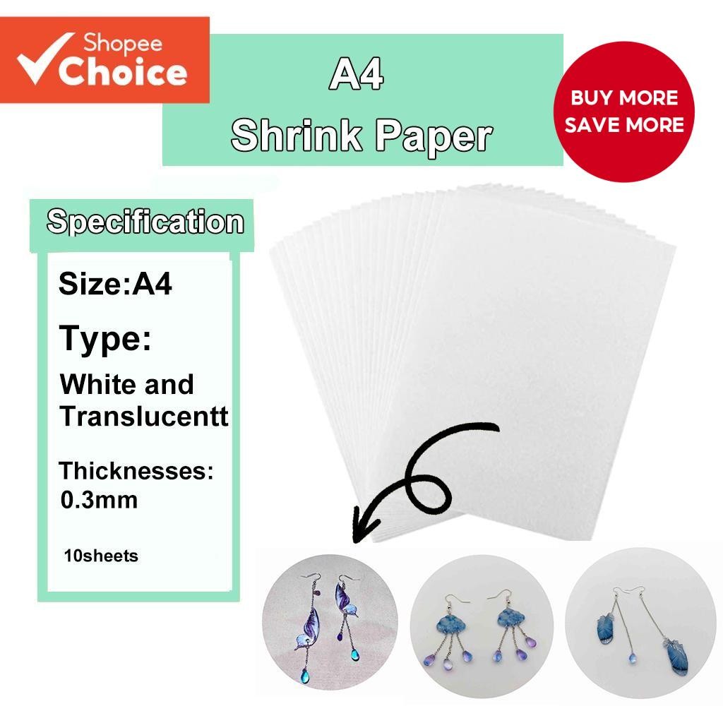 10 Sheets 20Sheets Translucent & White Shrinky Shrink Sheets Film Paper ...