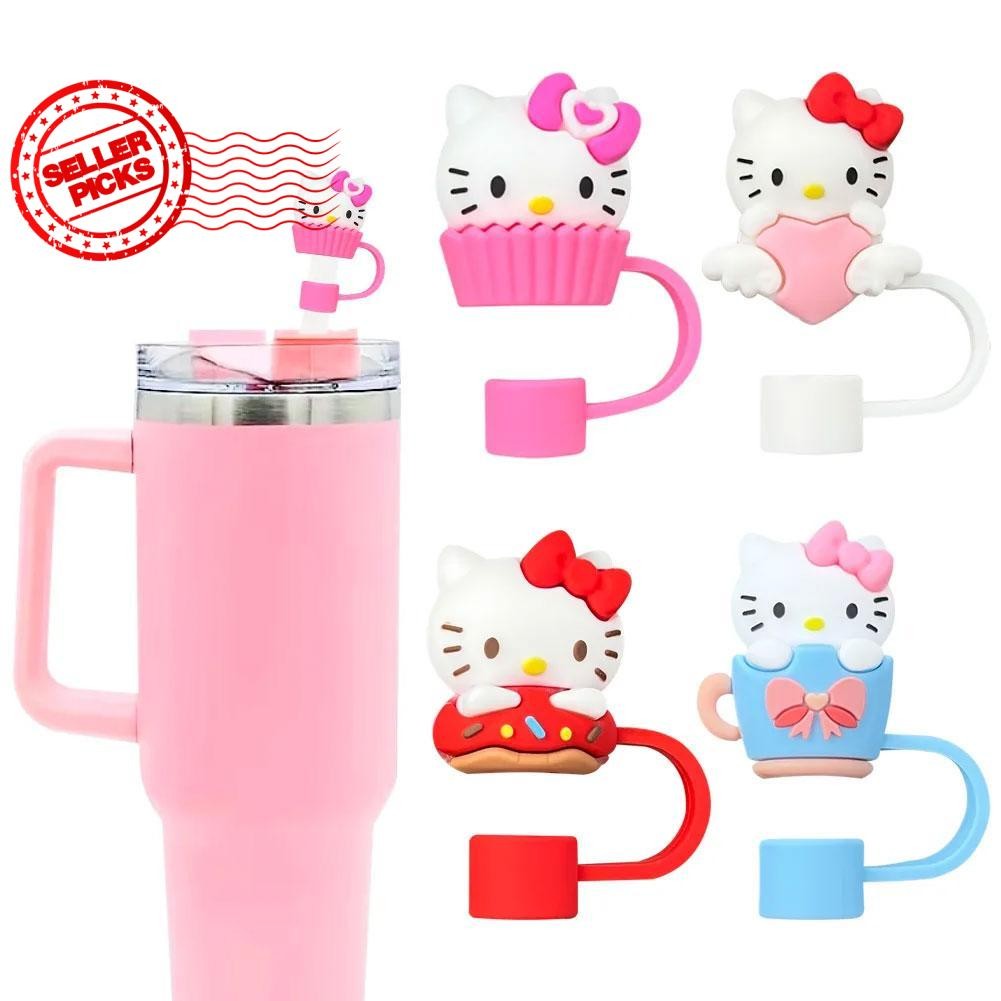 Hellokitty Straw Cover Cap 10mm Dust-proof Reusable Straw Tips Lids For ...