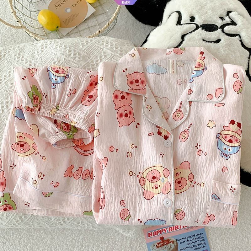 Cute Cartoon Loopy Pajama Print Ins Summer Thin Short-sleeved Sweet ...