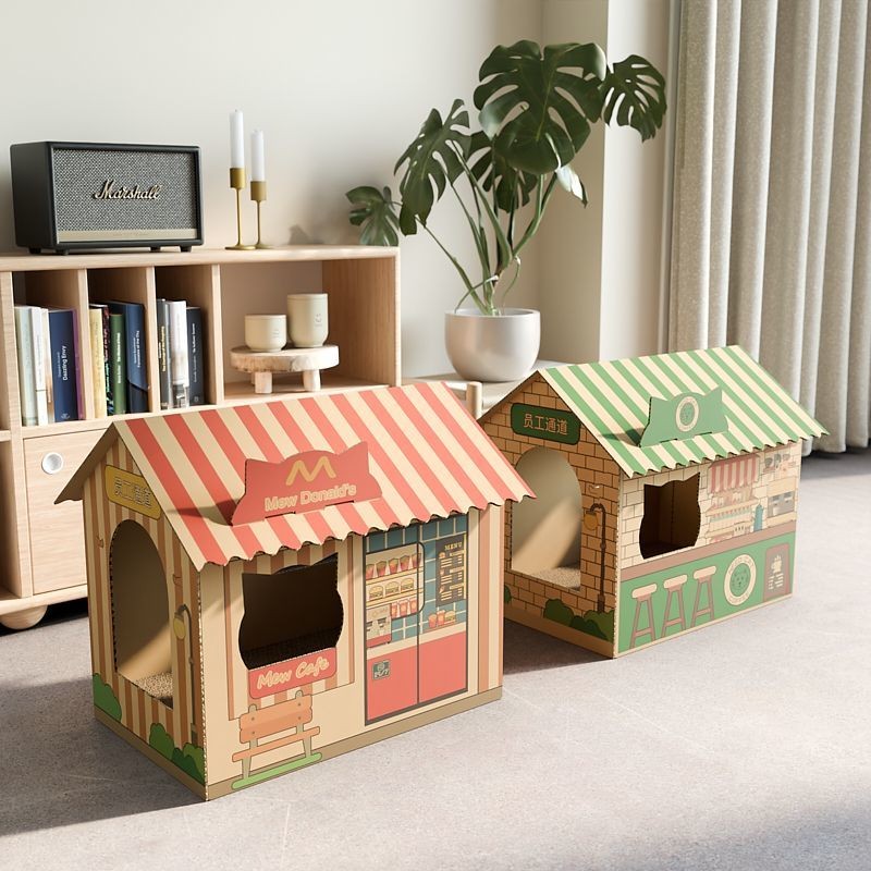 Pet cat scratch board corrugated cardboard, cat box house/integrated ...