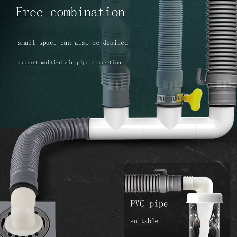 Washing machine sewer pipe three-way floor drain three-way joint four ...