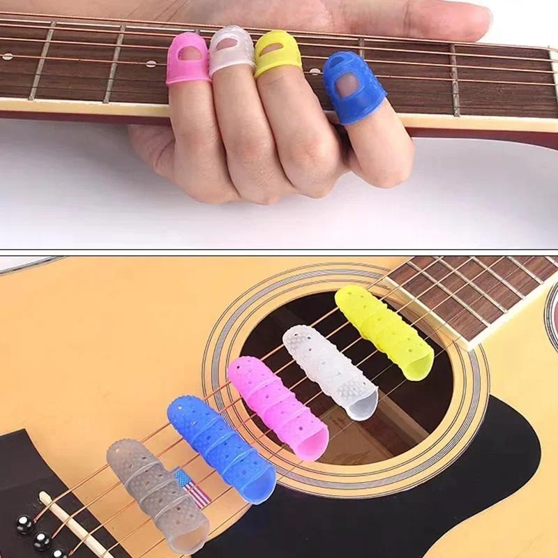 4 PCS Colorful Silicone Guitar Fingertip Protector Non-Slip Antipain ...