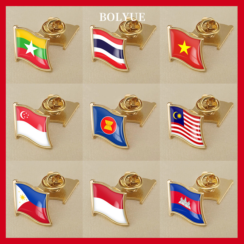 ASEAN Countries Badge Singapore/Malaysia/Philippines/Vietnam/Thailand ...